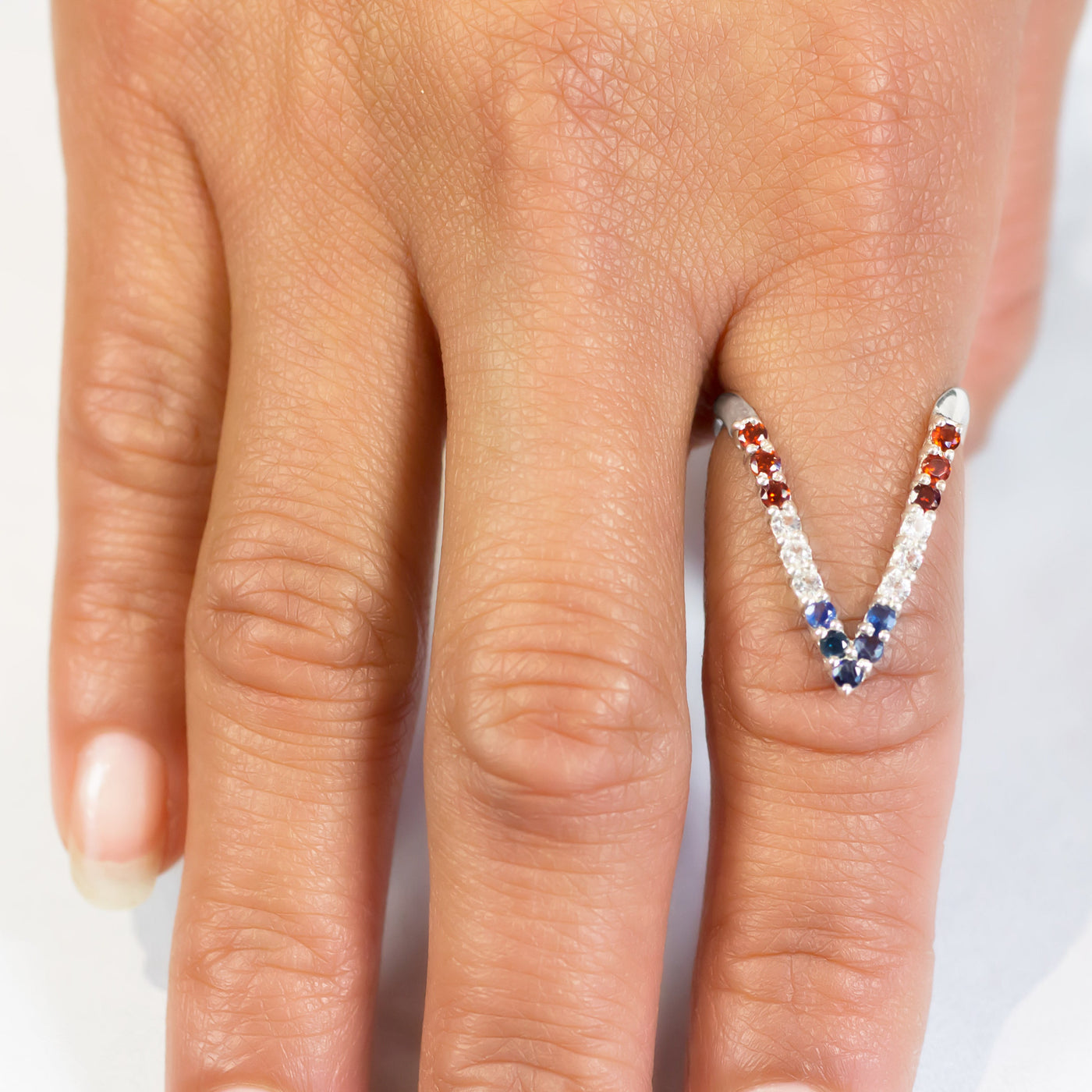 Garnet, White Topaz, & Sapphire Ring | Made In Earth US