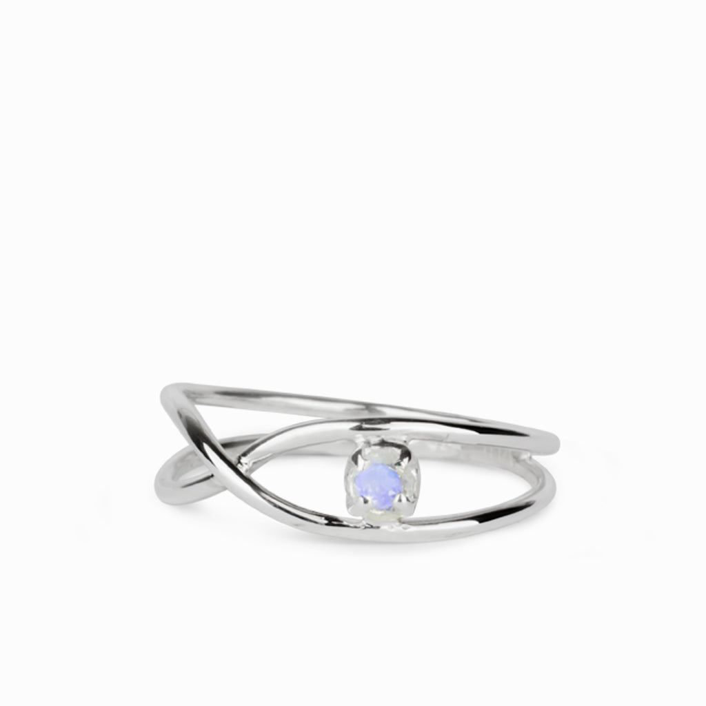 Sterling Silver Rainbow Moonstone Birthstone Ring | Crystal Rings by ...