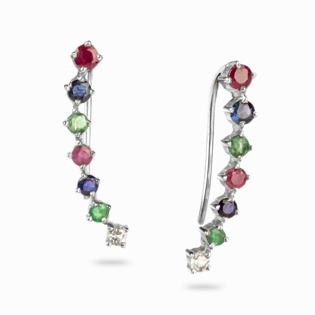 Ruby, Sapphire, White Topaz & Emerald Earrings | Made In Earth US